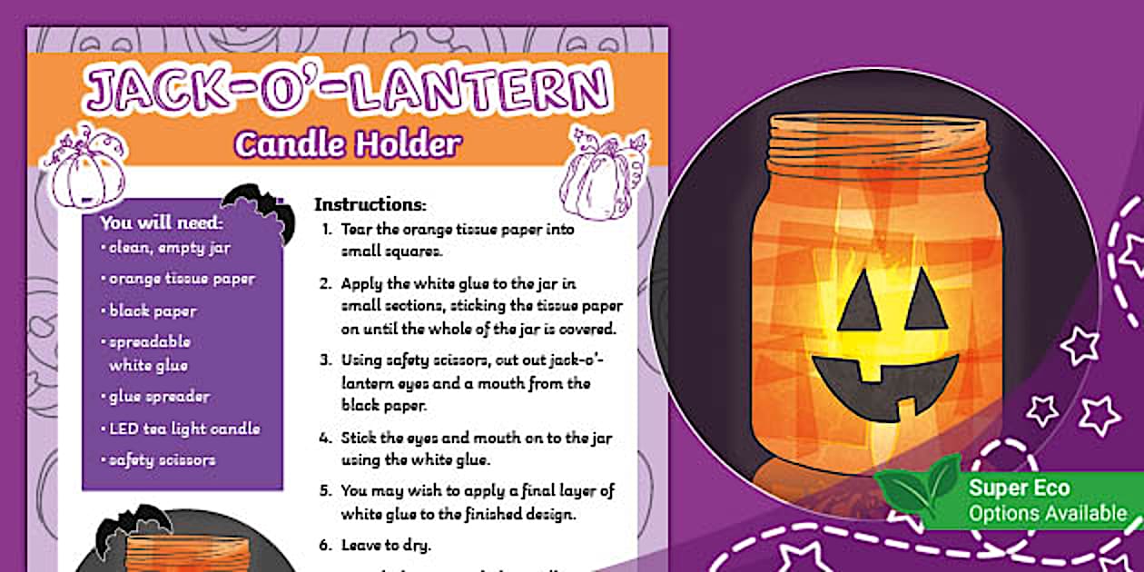 Jack-o’-Lantern Candle Holder Craft Instructions - Twinkl