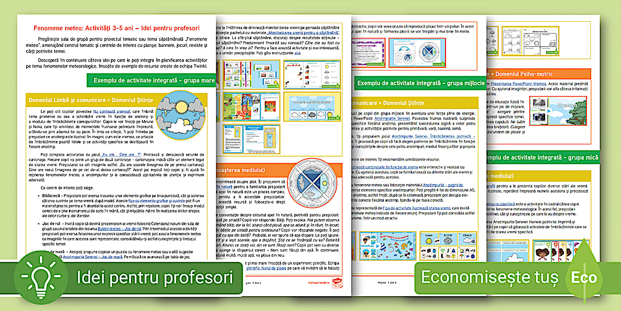 FREE! - Fenomene meteo: Activități – Idei pentru profesori