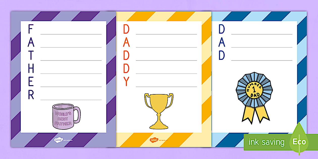 Editable Father's Day Acrostic Poem Writing Templates