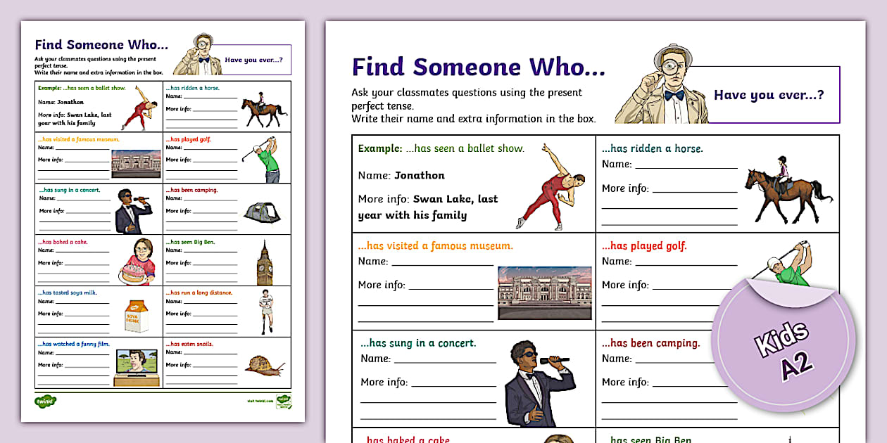 ESL ‘Find Someone Who’ Present Simple Activity | Twinkl