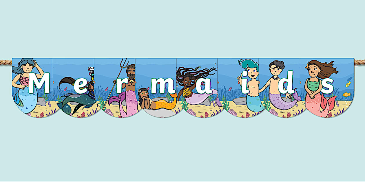 Mermaid Display Bunting (Teacher-Made) - Twinkl