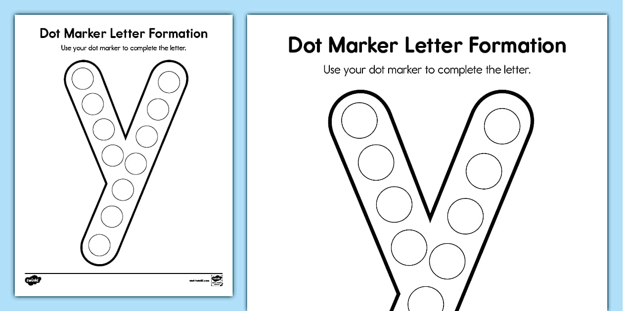 Lowercase Letter y: Dot Marker Letter Formation Worksheet