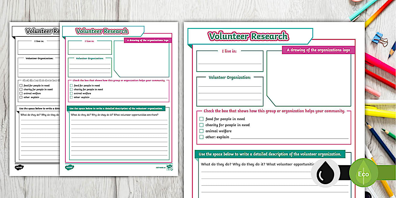 Volunteer Research Worksheet (Teacher-Made) - Twinkl