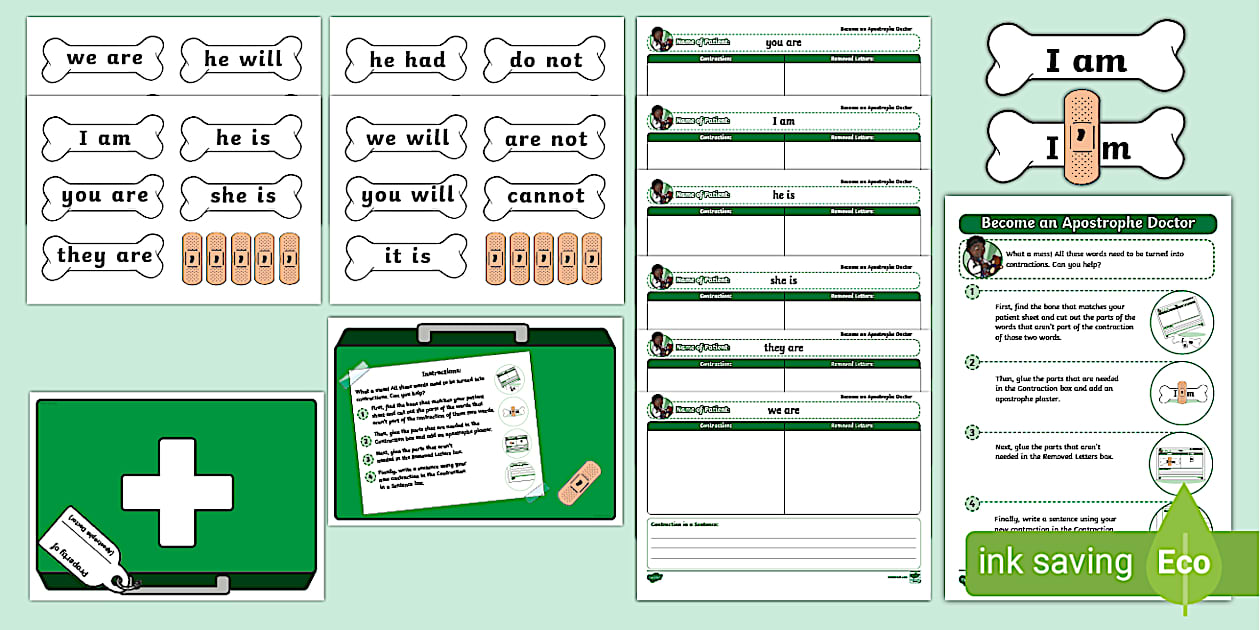 KS1 Become an Apostrophe Doctor Activity Pack - Twinkl