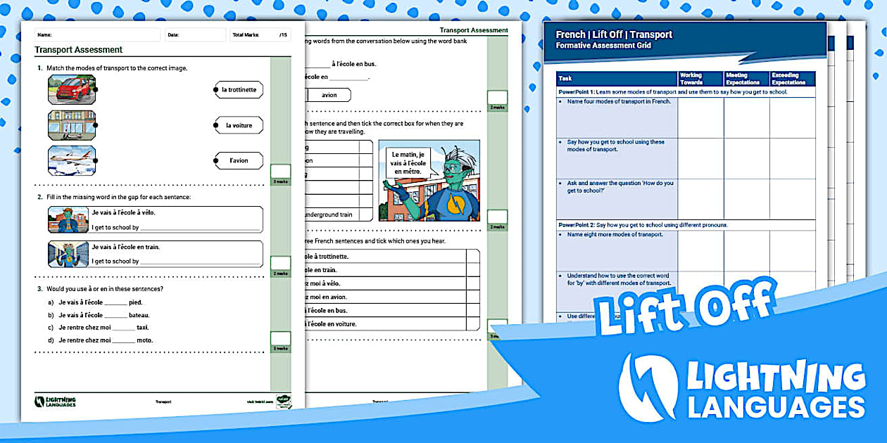 👉 Transport Assessment Pack by Lightning Languages