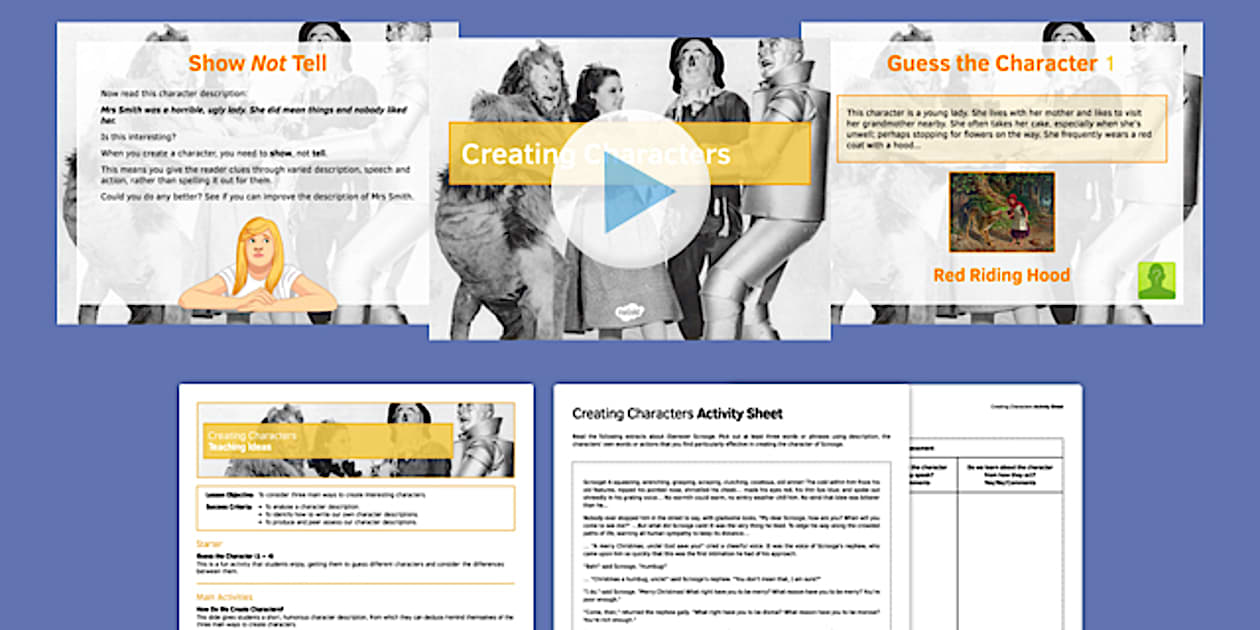 Narrative Writing Lesson Pack 6: Creating Characters Resource