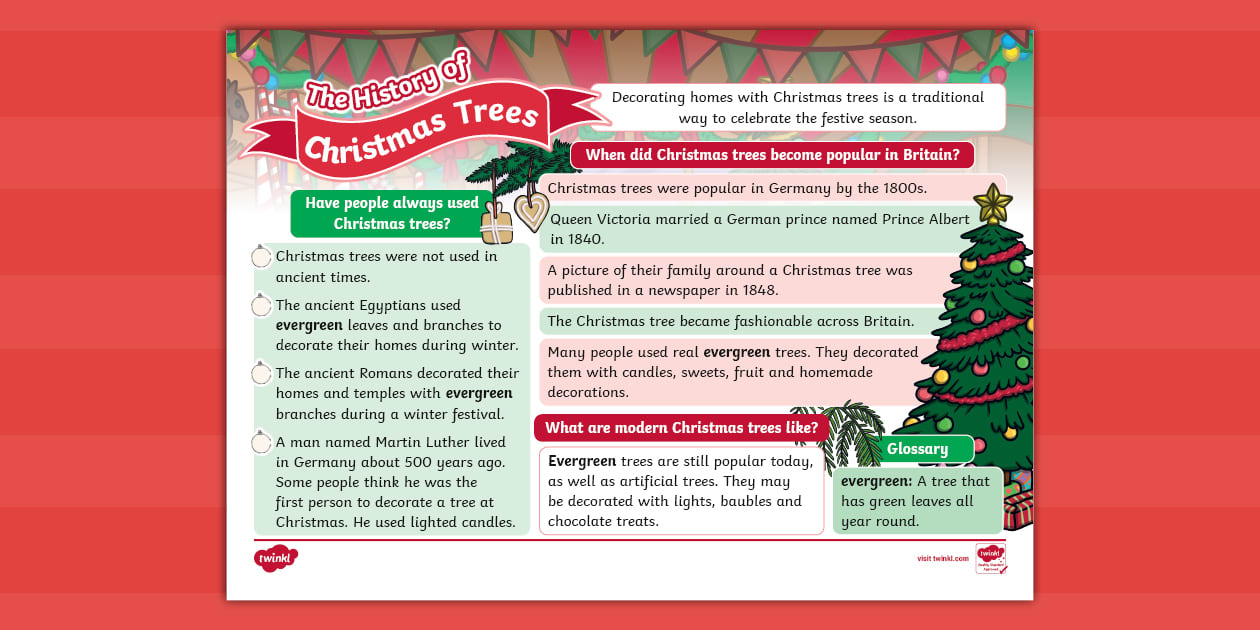 The History of Christmas Trees Fact File - KS1 - Twinkl