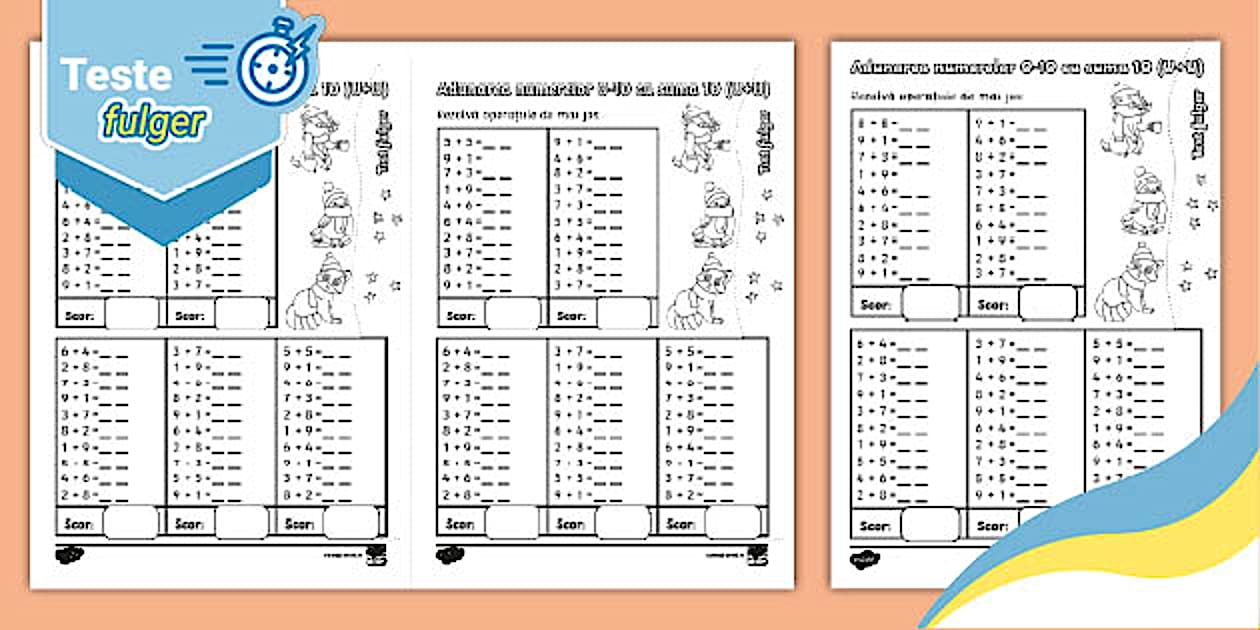 Adunarea U+U cu suma 10 – Test fulger - Twinkl