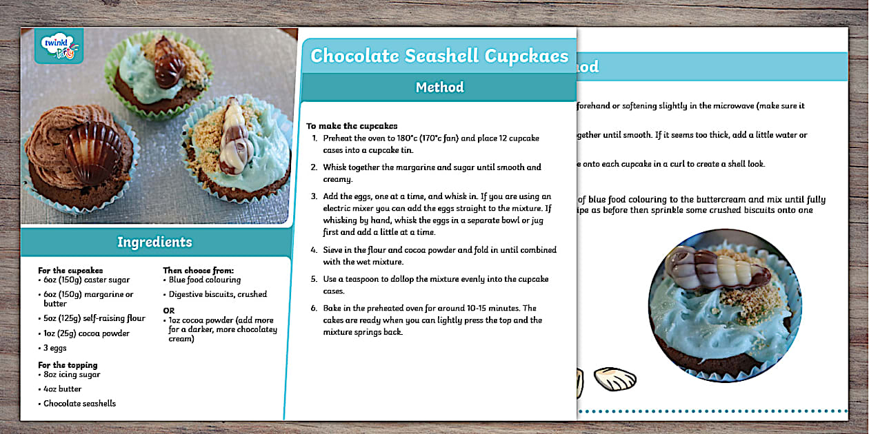 Chocolate Seashell Cupcakes Recipe | Twinkl Party - Twinkl
