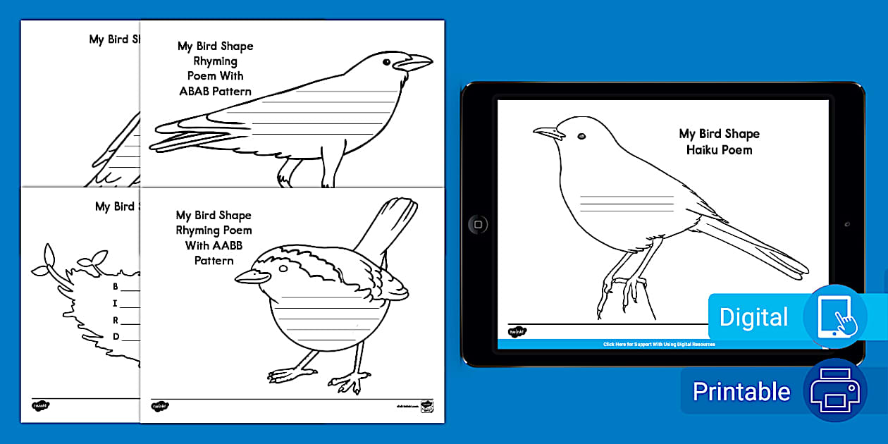 Bird Shape Poetry Writing Templates (Teacher-Made) - Twinkl
