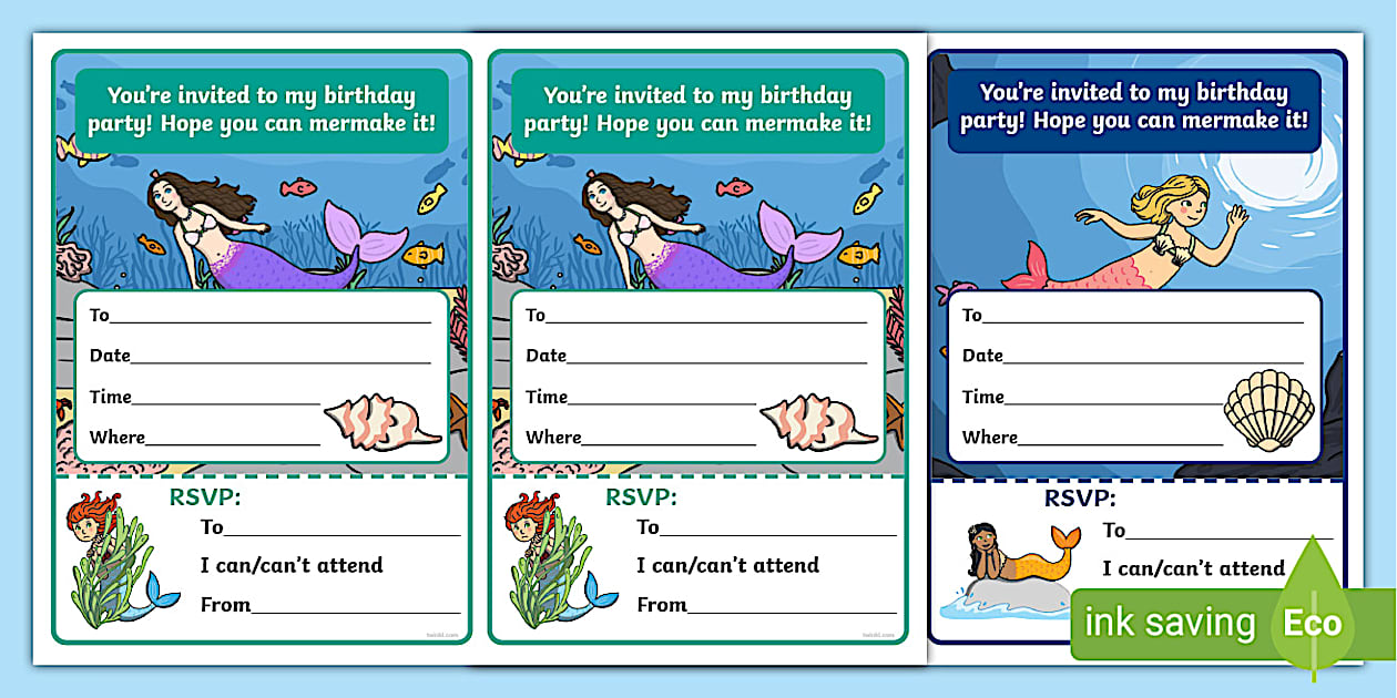 Mermaid Birthday Invitations | Birthday Invitations | Twinkl