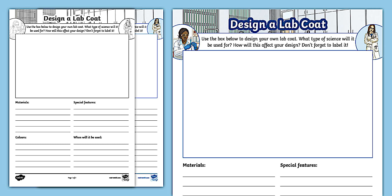 Design a Lab Coat Worksheet (Teacher-Made) - Twinkl