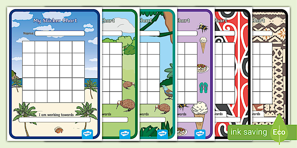 Editable New Zealand and Pasifika-Themed Sticker Charts