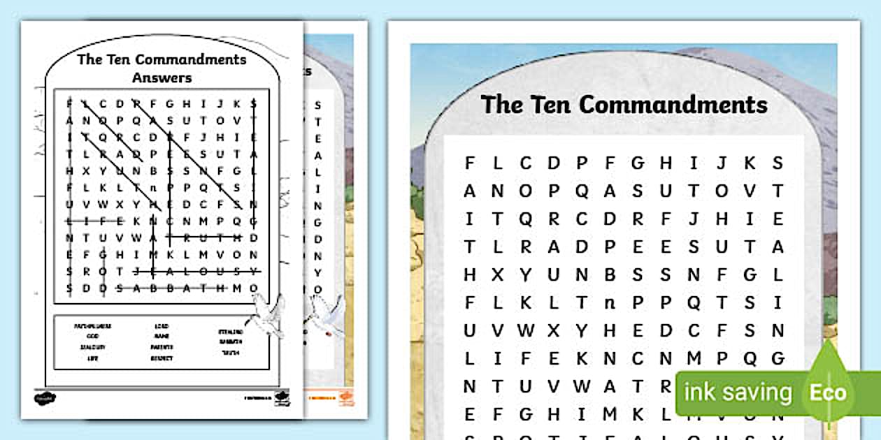 Ten Commandments Word Search Worksheet / Worksheet - Twinkl