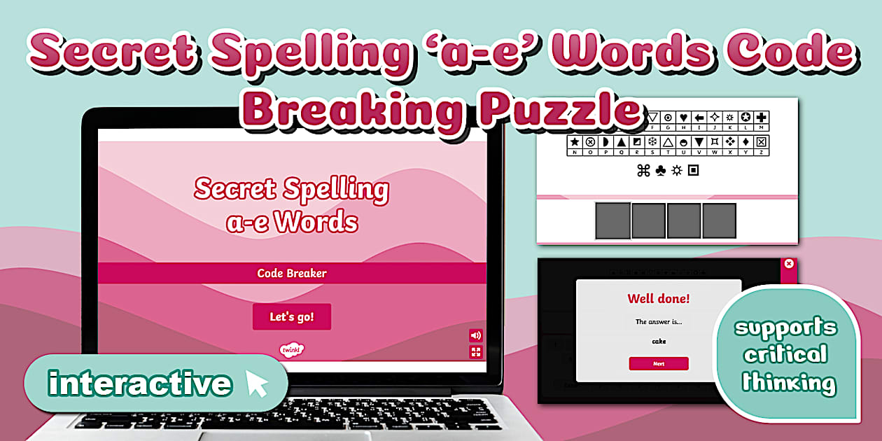 Interactive Code Breaking Puzzle for 'a-e' Words