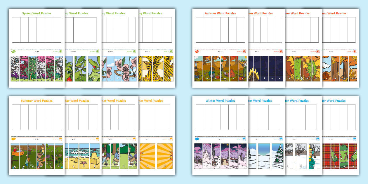 UK Seasons Word Puzzles (teacher made) - Twinkl
