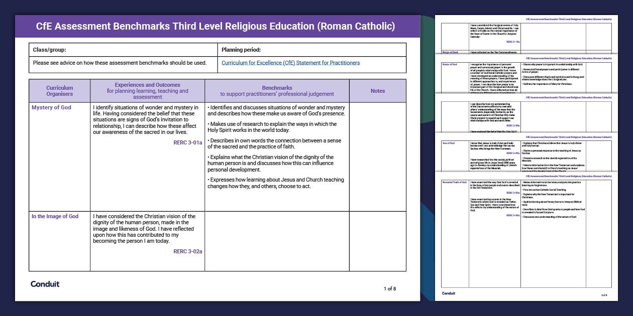 CfE Third Level Religious Education (Roman Catholic) Tracker