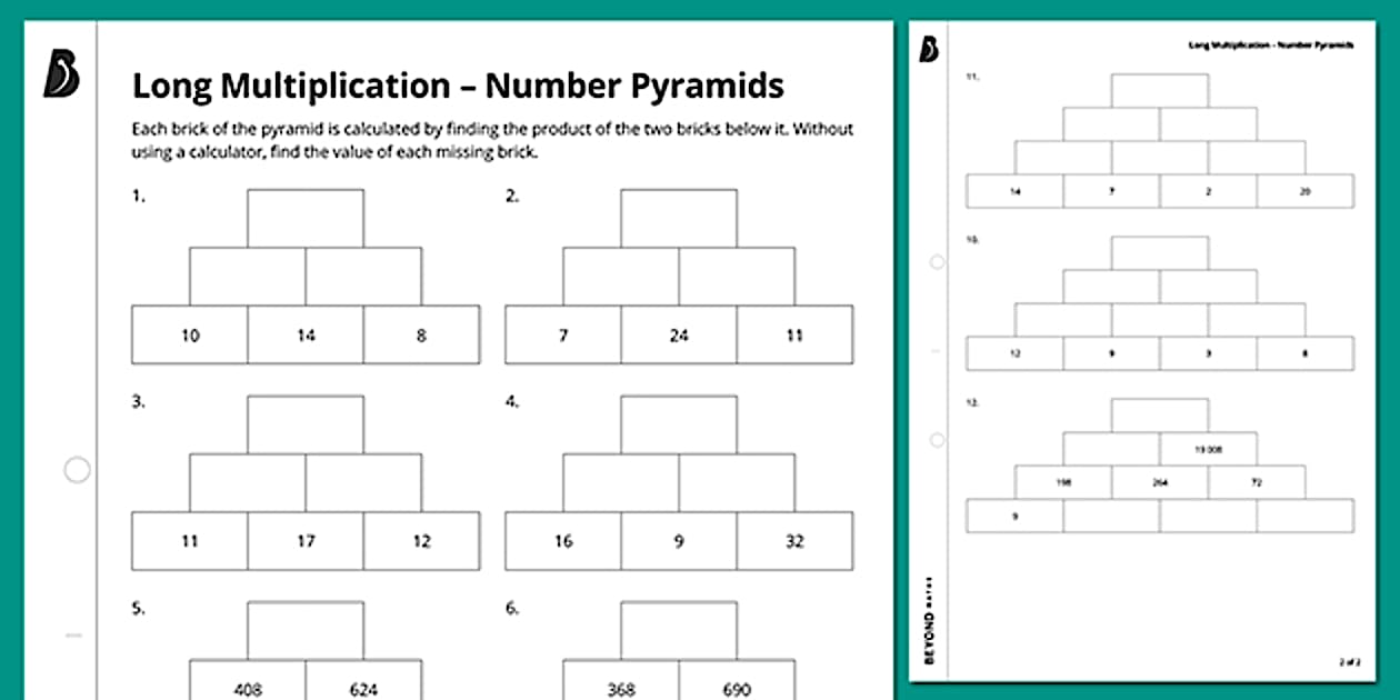 👉 Long Multiplication - Number Pyramids | KS3 Maths