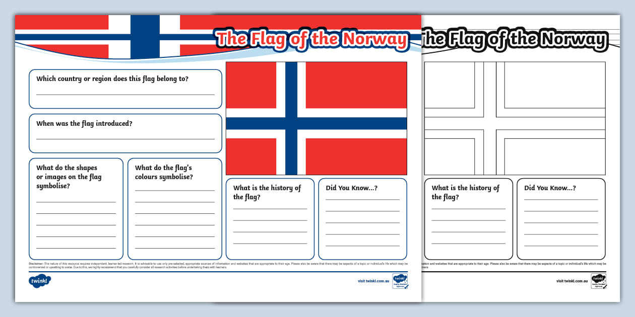 Norway Flag Fact File Template (teacher made) - Twinkl