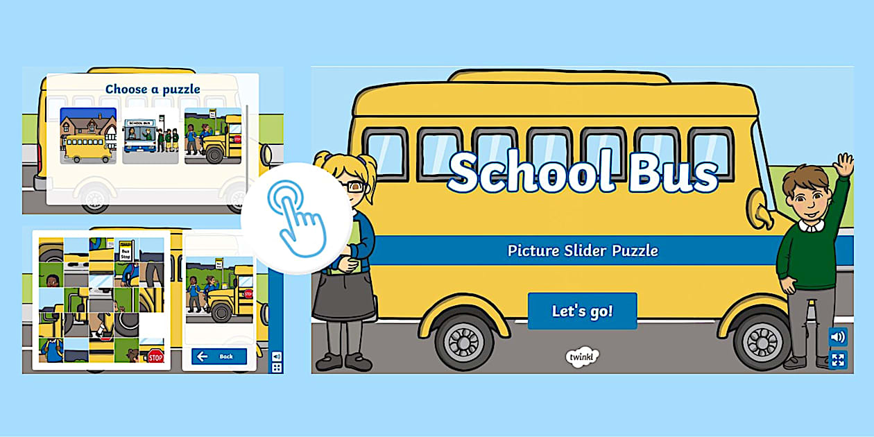School Bus Picture Slider Puzzle (teacher made) - Twinkl