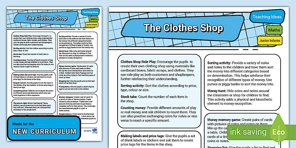 The Clothes Shop Teaching Ideas Activity | Twinkl Ireland