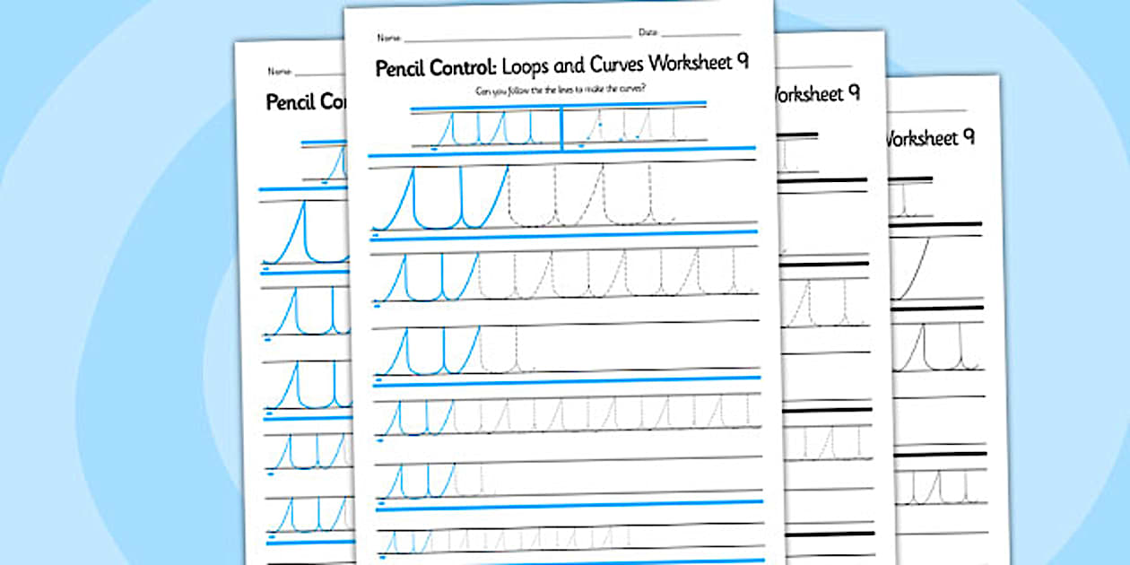 Black and White Pencil Control Loops And Curves Worksheet 9