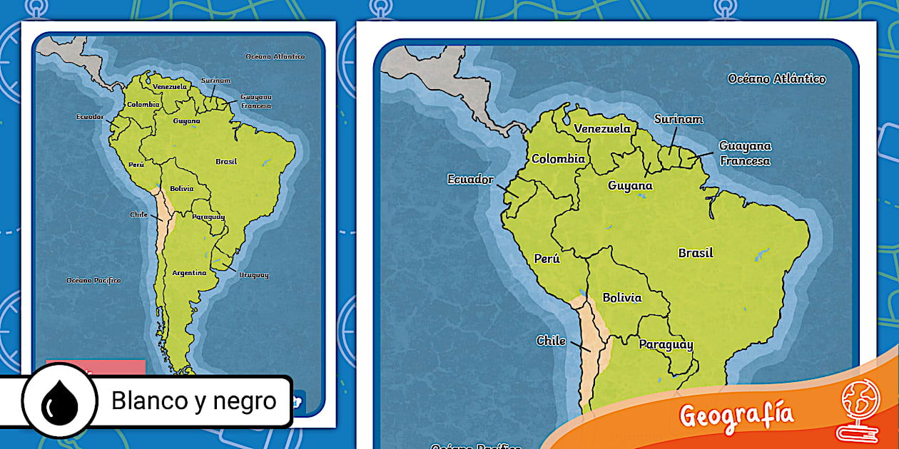 Póster | Mapa de Sudamérica | Mapas | Geografía - Twinkl