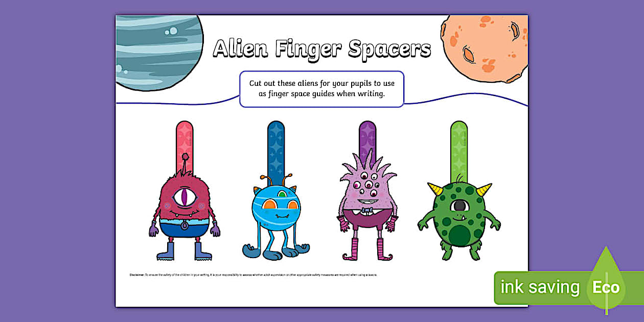 Alien Writing Finger Spacers - Twinkl - KS1 (teacher made)