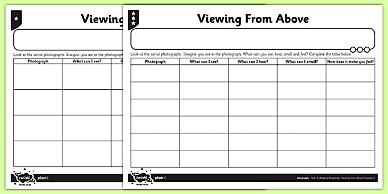Differentiated Viewing from Above Worksheet / Worksheet