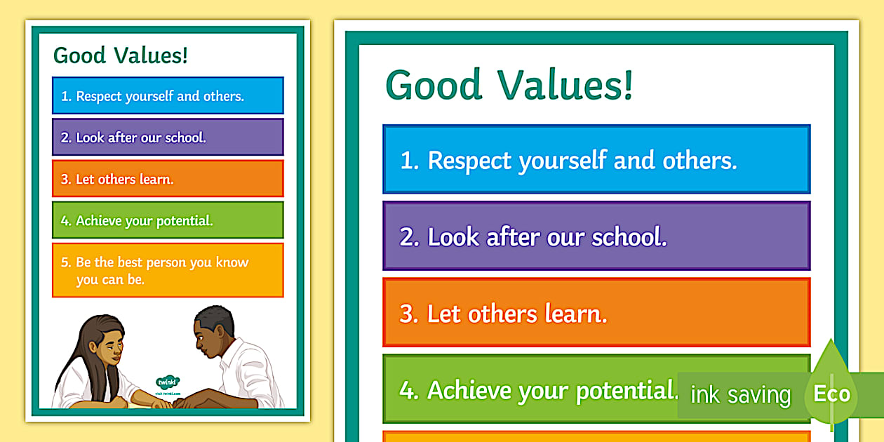 Good Values A4 Display Poster (teacher made) - Twinkl