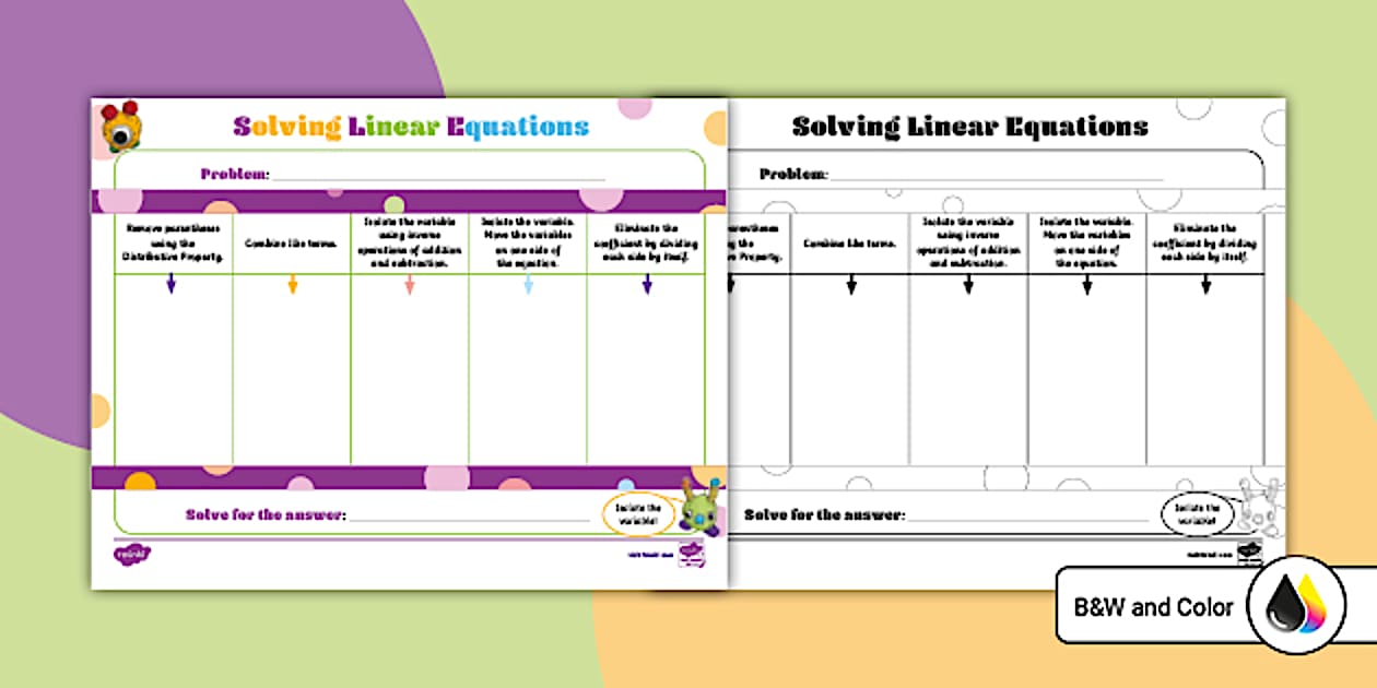 Solving Linear Equations Math Doodle Organizer - Twinkl