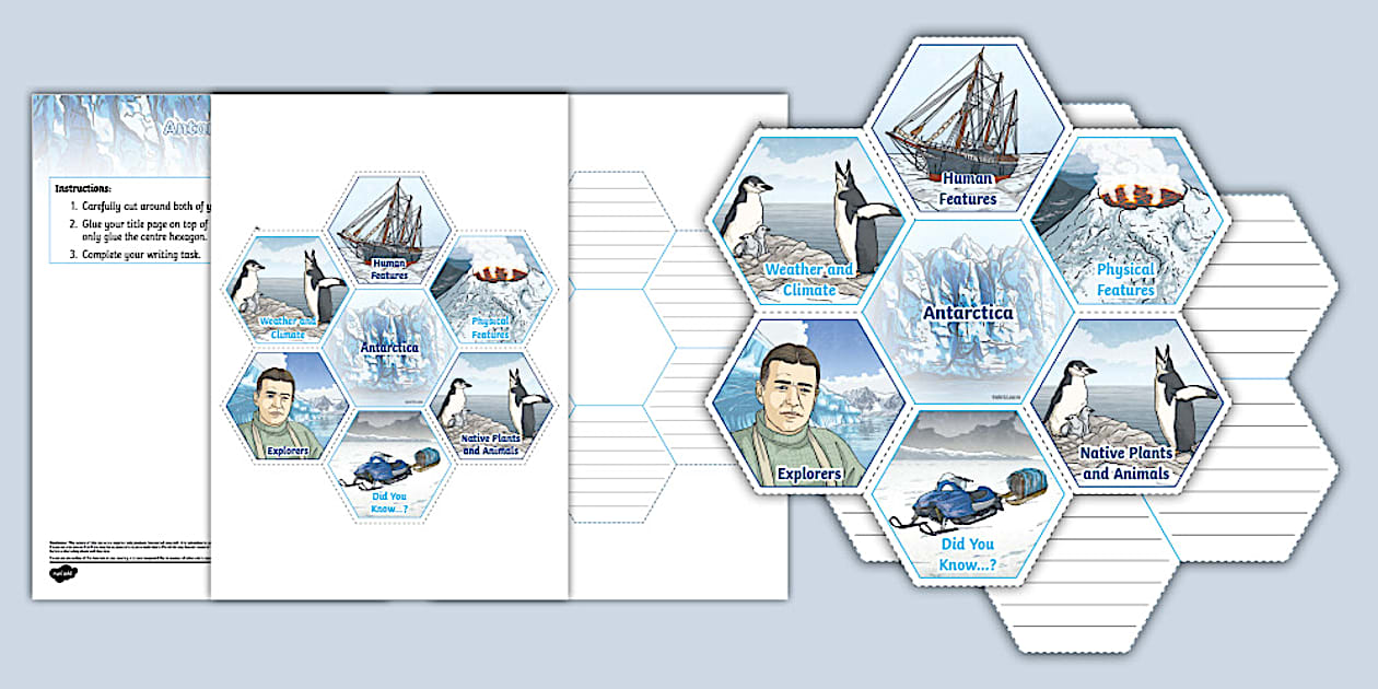 KS2 Antarctica Hexagon Writing Template (teacher made)