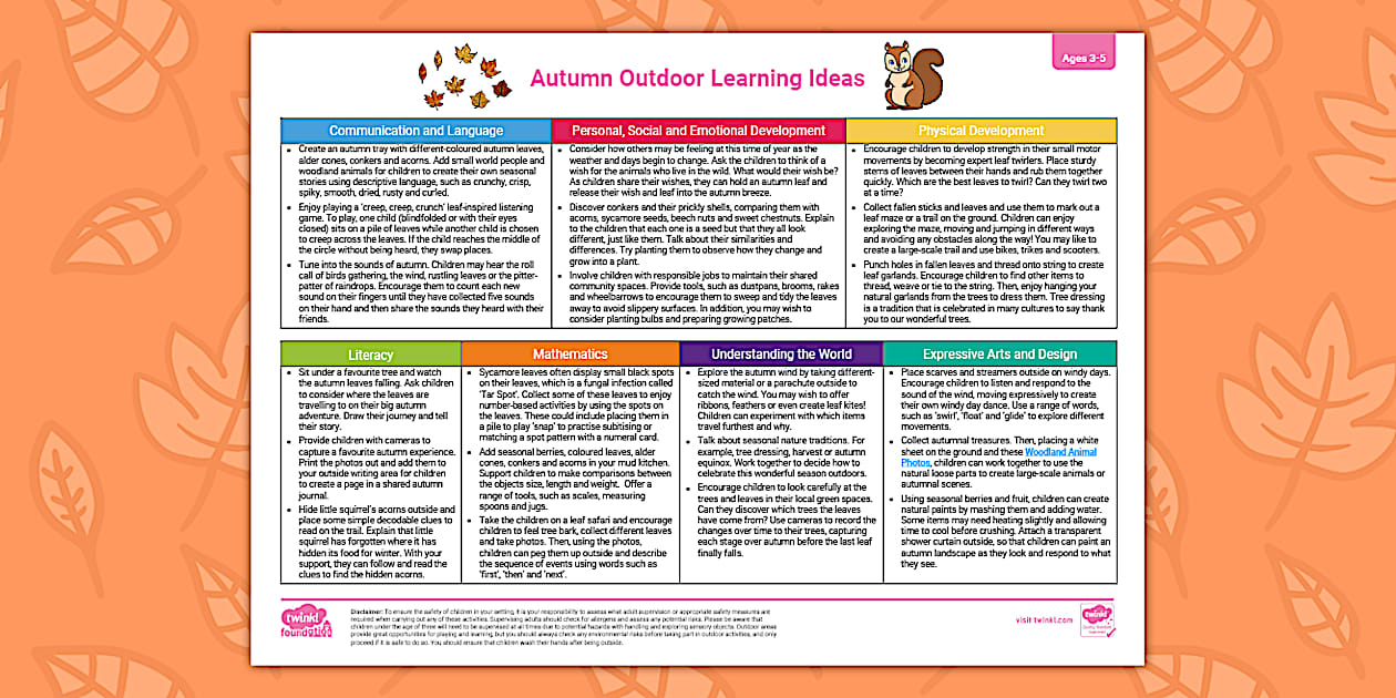 EYFS Age 3-5 Planning Web Autumn Outdoor Learning | Twinkl