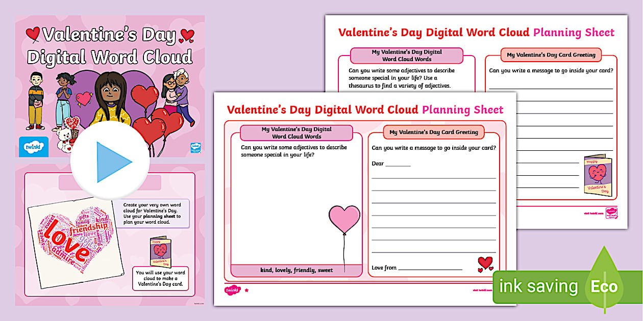 Valentine's Day Digital Word Cloud Activity Pack - Twinkl