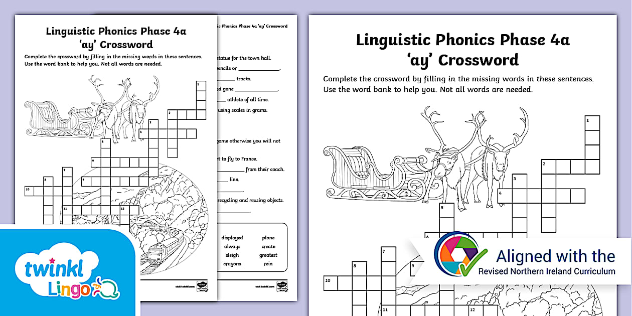 Linguistic Phonics Phase 4a 'ay' Crossword