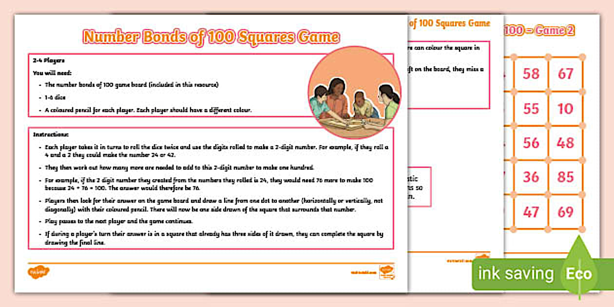 👉 KS2 Maths Number Bonds of 100 Squares Game - Twinkl