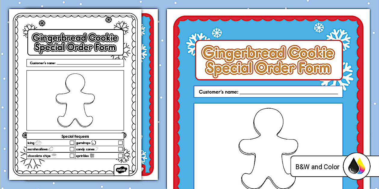 Gingerbread Bakery Dramatic Play Special Order Form - Twinkl