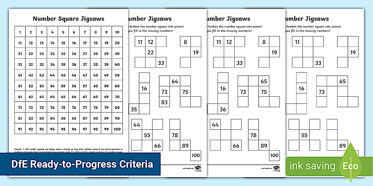 Number Square Jigsaws Worksheet / Worksheets - Twinkl