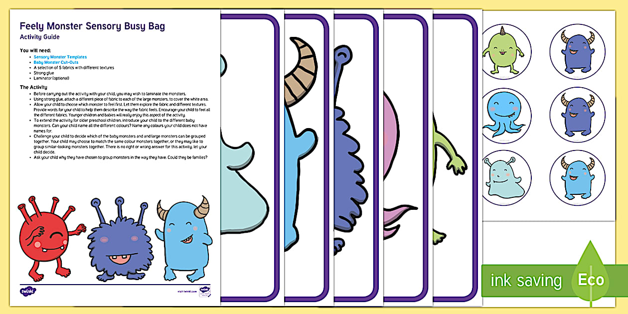 Feely Monster Sensory Busy Bag Resource Pack for Parents