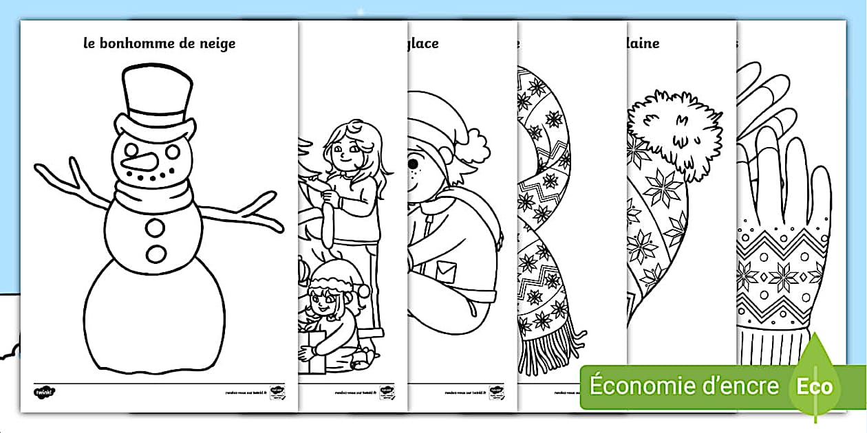 Coloriage des mots de l'hiver (l'enseignant a fait) - Twinkl