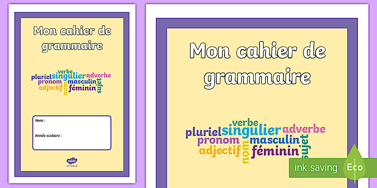 Couverture de cahier : Cahier de grammaire (teacher made)