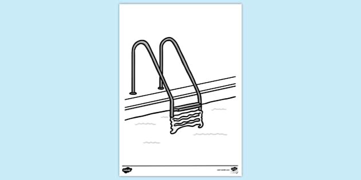 Swimming Pool Steps Colouring Sheet | Colouring | Twinkl