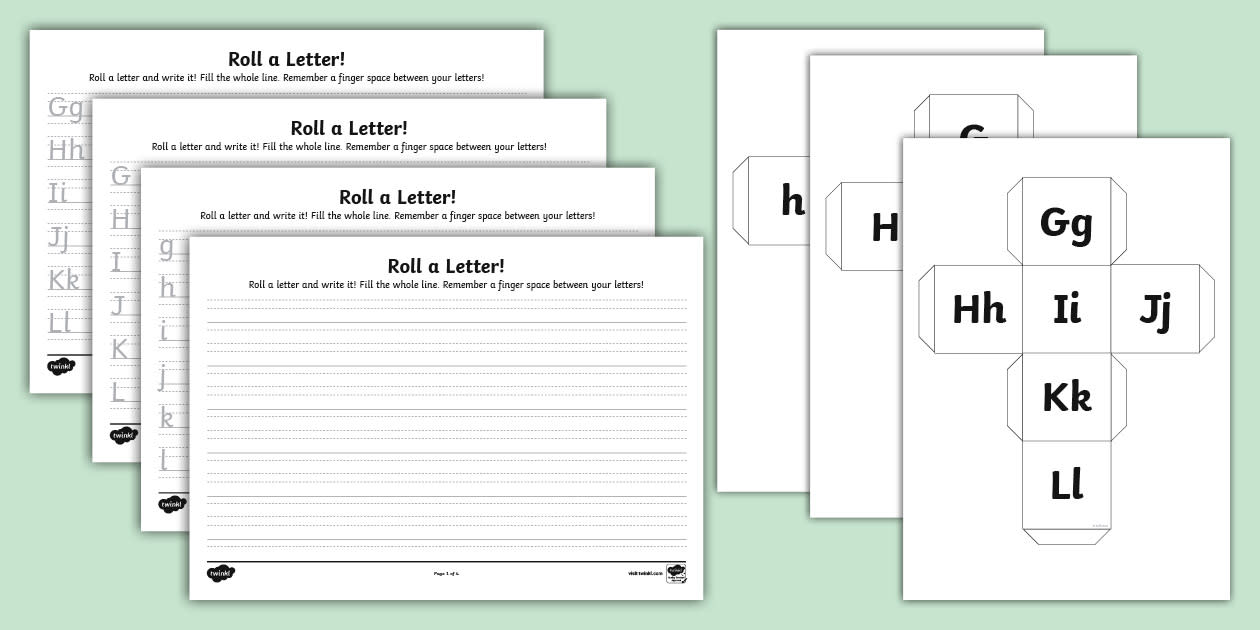 Roll a Letter - Handwriting GHIJKL Activity Sheet - Twinkl