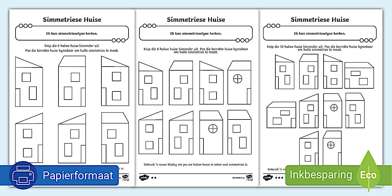 Simmetriese Huise - Aktiwiteit (teacher made) - Twinkl