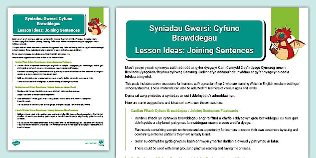 Learn Welsh with Twinkl: Syniadau Gwersi Cyfuno Brawddegau / Joining ...