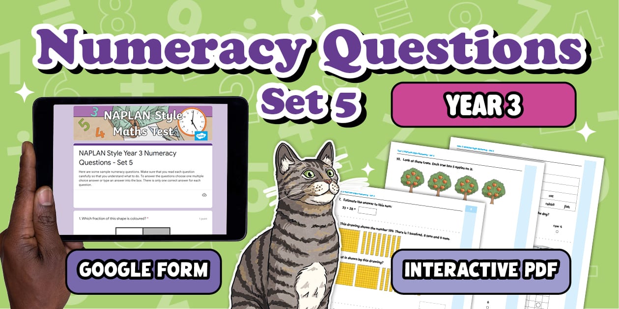 NAPLAN Style Year 3 Numeracy Questions Digital Form - Set 5