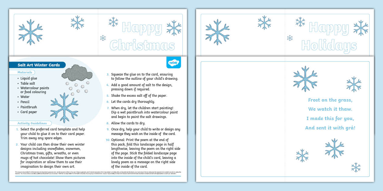 Salt Art Winter Cards (teacher made) - Twinkl
