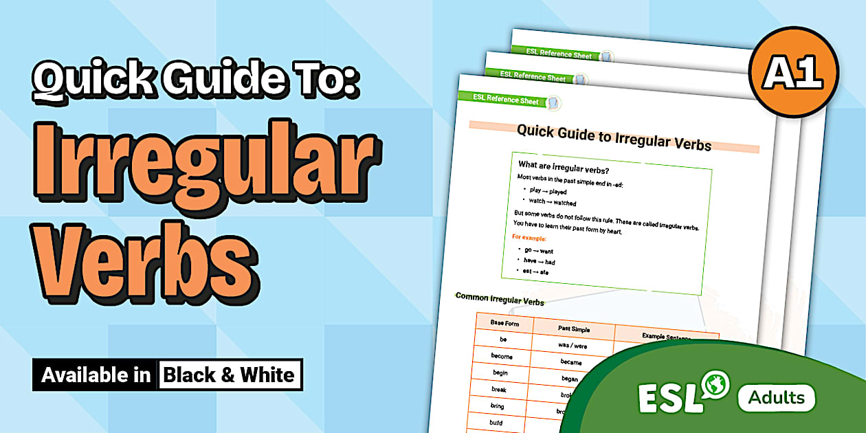 ESL Quick Guide to Irregular Verbs – Perfect for A1 Adults