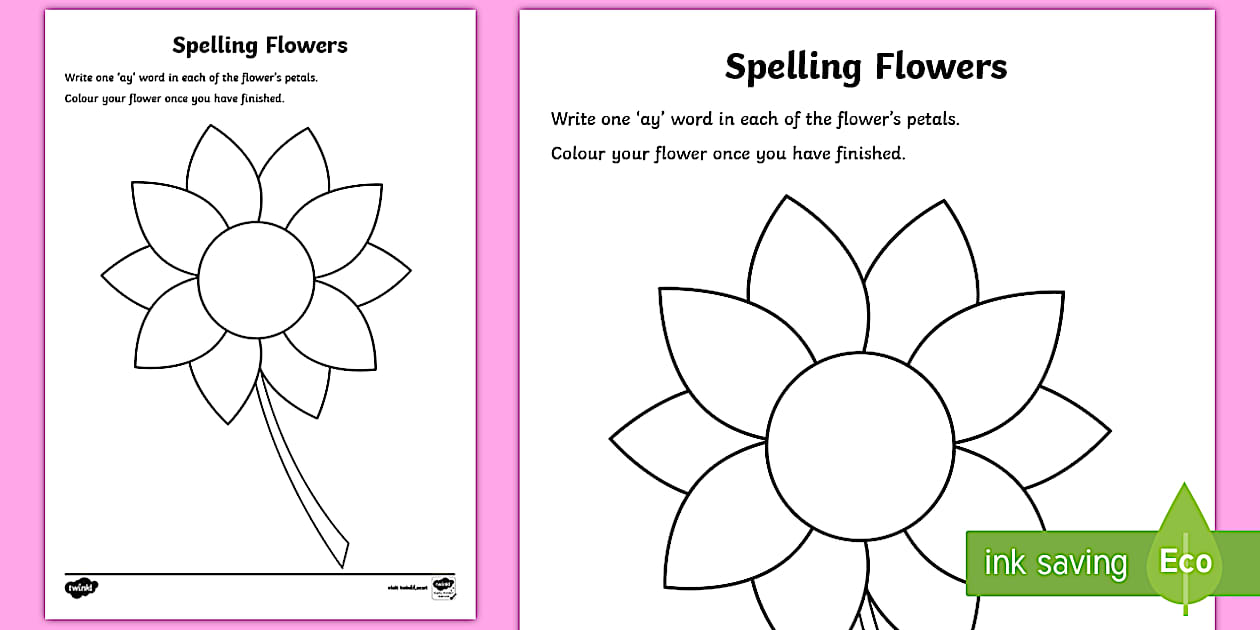 'ay' Sound Spelling Flowers Worksheet (Teacher-Made)