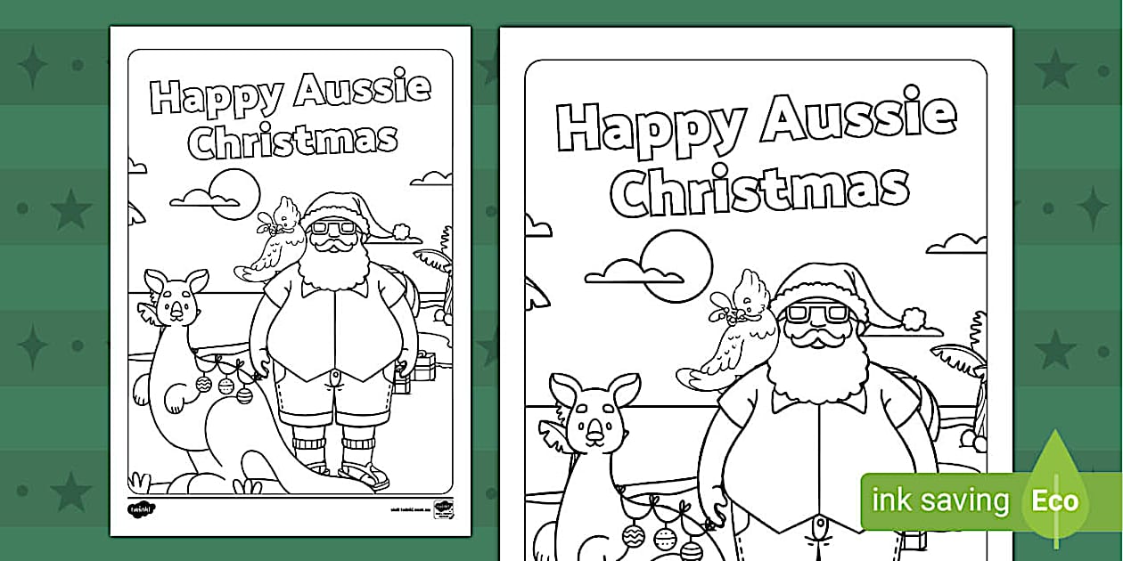 Aussie Santa Colouring In (teacher made) - Twinkl